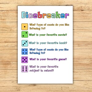 Dicebreaker Roll and Tell Game, Back to School, Icebreaker Activity for ...
