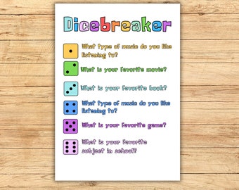 Get to Know You Dice Game, Children Icebreaker Questions, Roll and Tell ...
