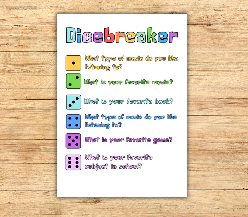 Dicebreaker Roll and Tell Game, Back to School, Icebreaker Activity for ...