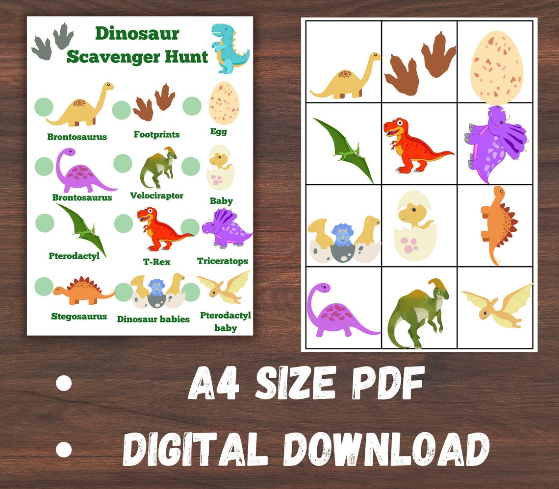 Dinosaur Treasure Hunt, Kids Birthday Party Games, Dinosaur Scavenger ...