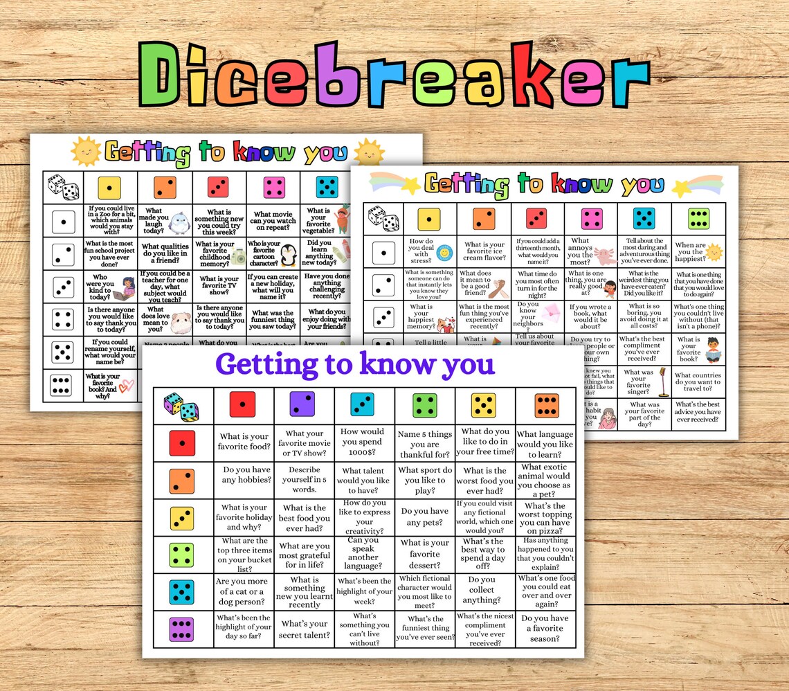 Dicebreaker Roll and Tell Game, Back to School, Icebreaker Activity for ...