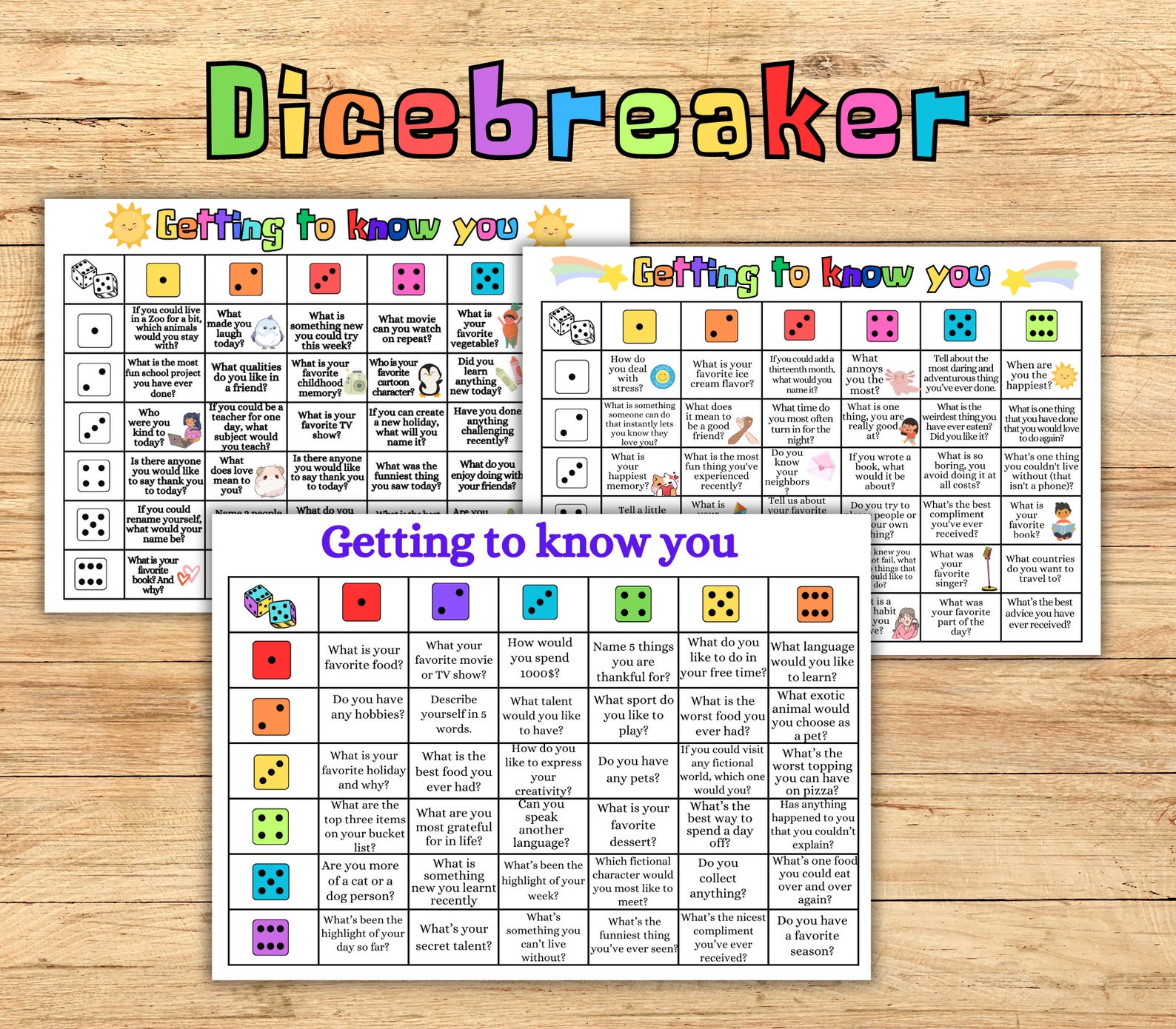 Dicebreaker Roll and Tell Game, Back to School, Icebreaker Activity for ...