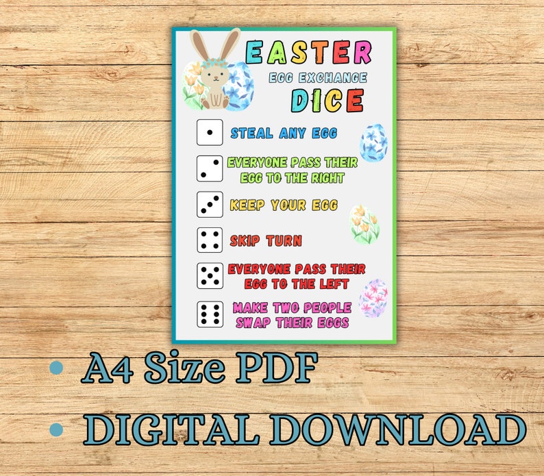 Easter Egg Exchange Dice Game, Roll the Dice Easter Gift Exchange Game ...