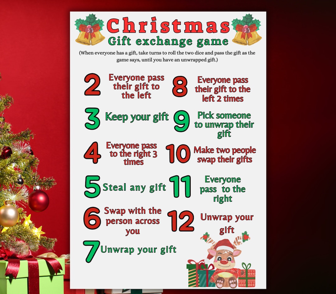 Christmas Gift Exchange Dice Game, Roll the Dice Holiday Gift Exchange ...