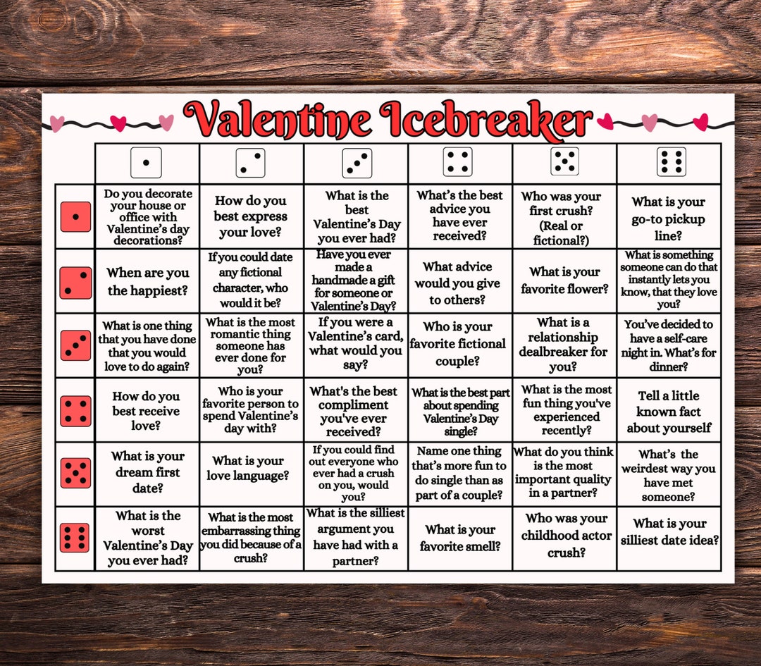 Valentine Conversation Starter, Valentine Icebreaker Activity ...