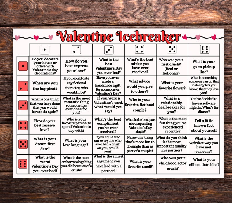 Valentine Conversation Starter, Valentine Icebreaker Activity ...