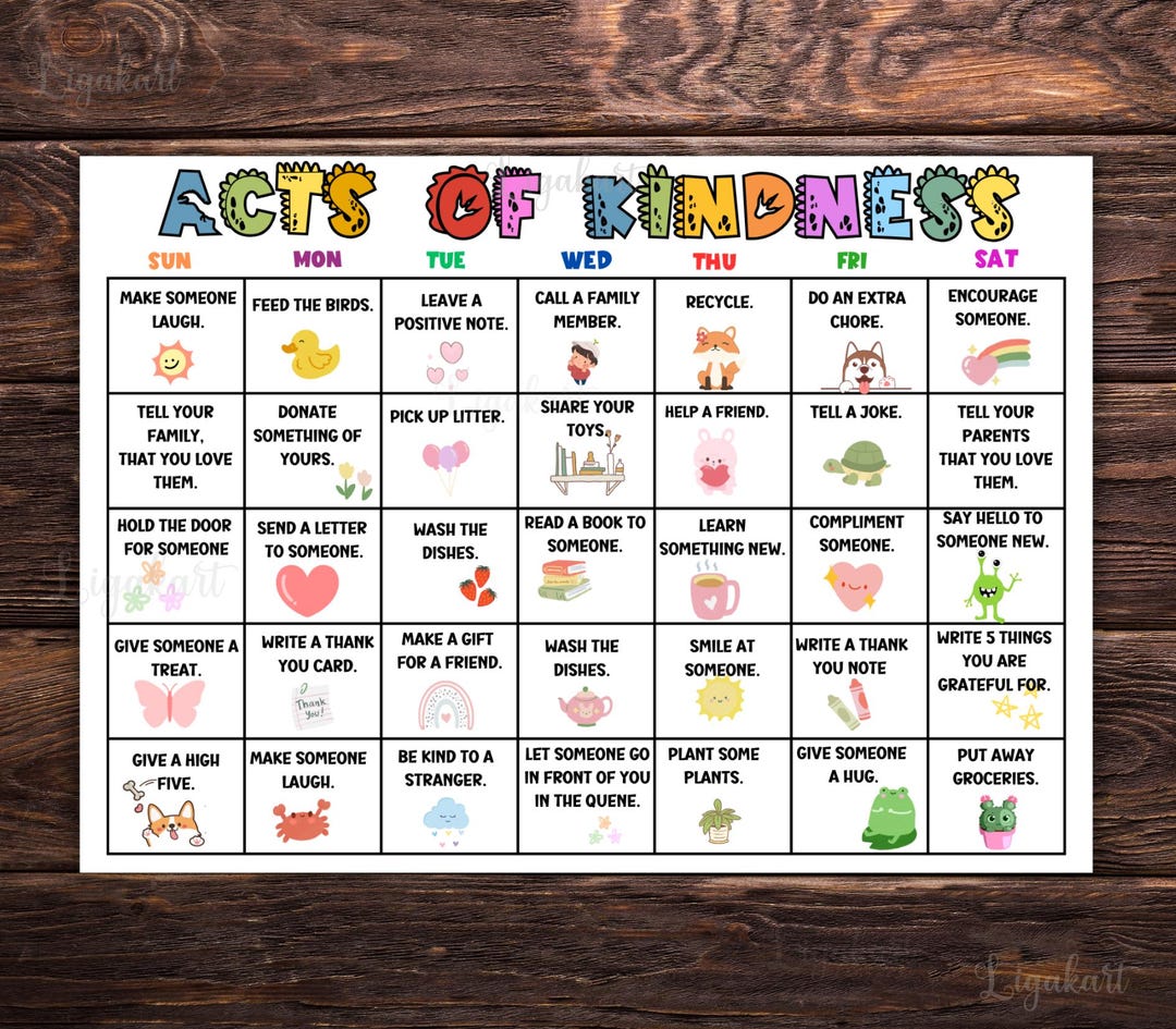 Acts of Kindness Calendar, Kindness Activities for Kids, Random Acts of ...