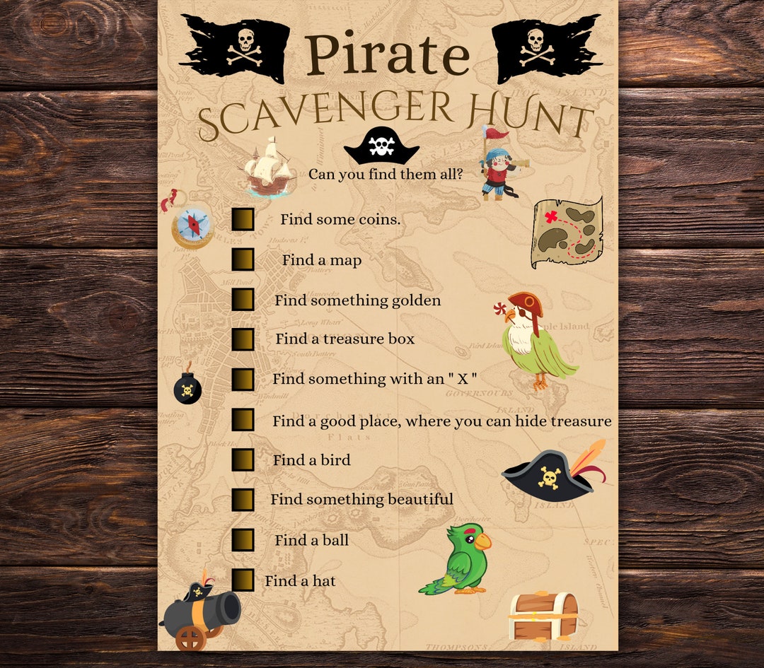 Pirate Themed Scavenger Hunt, Child / Kids Birthday Party Games, Pirate ...