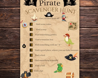 Pirate Themed Scavenger Hunt, Child / Kids Birthday Party Games, Pirate ...