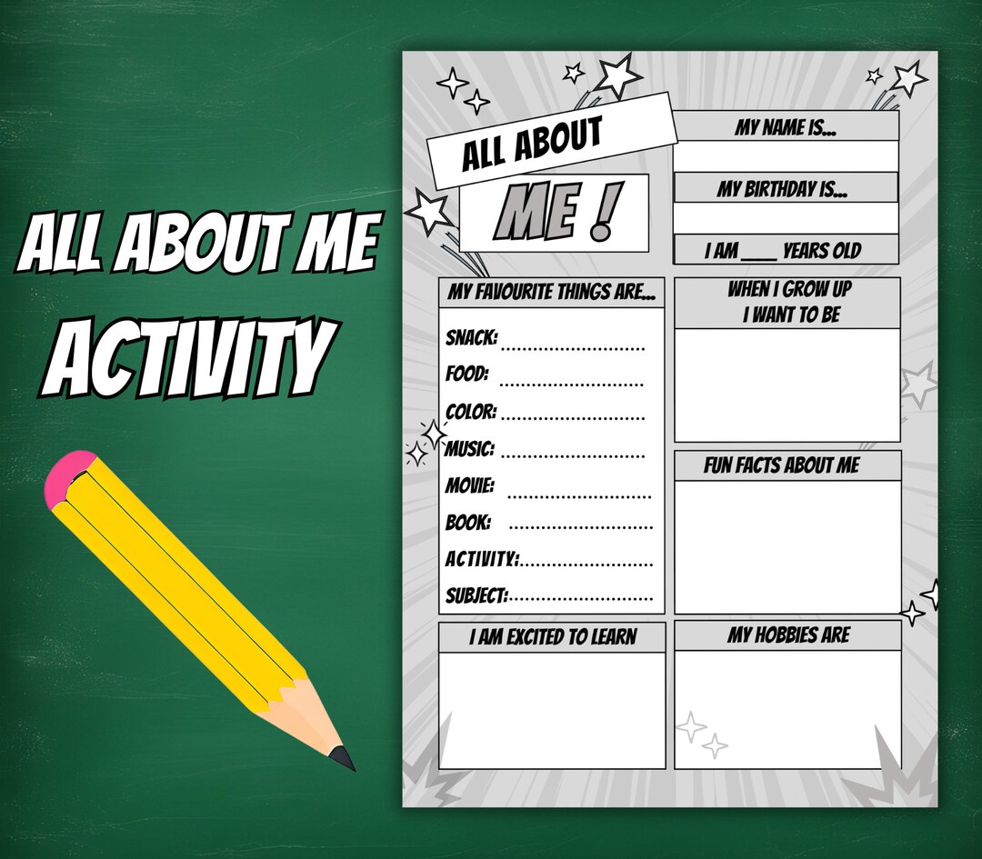 All About Me, Hero Theme, Back to School Worksheet, Homeschool Activity ...