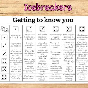 Dicebreaker Roll and Tell Game, Back to School, Icebreaker Activity for ...