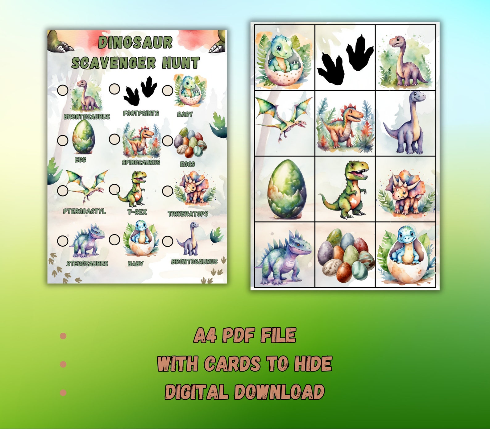 Dinosaur Treasure Hunt, Kids Birthday Party Games, Dinosaur Scavenger ...