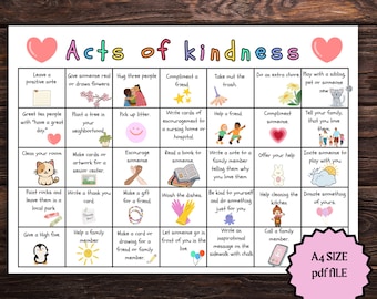 Acts of Kindness Calendar, Kindness Activities for Kids, Random Acts of ...