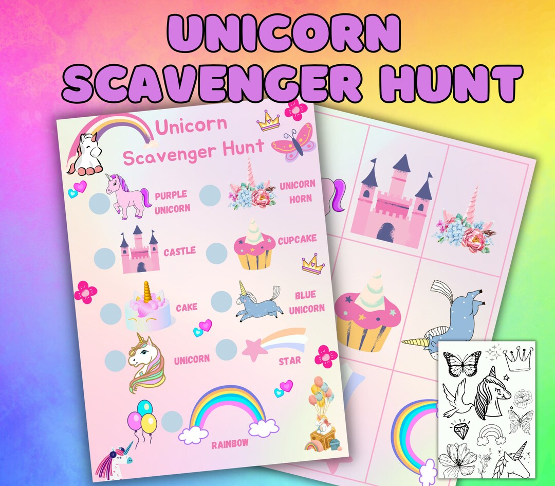 Unicorn Scavenger Hunt, Unicorn Birthday Party, Birthday Party Games ...