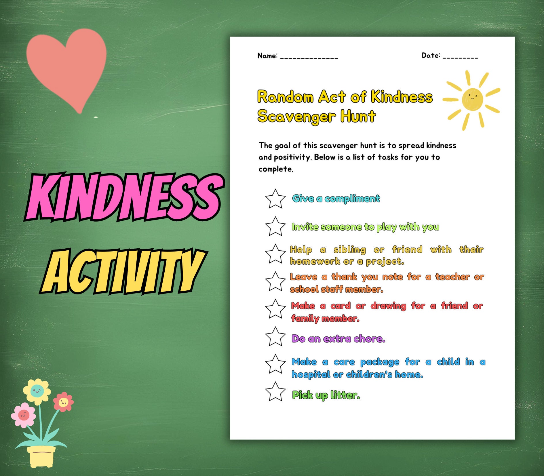 Acts of Kindness Challenge, Kindness Activities for Kids, Back to ...