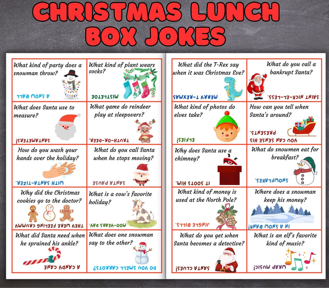 Christmas Lunch Box Jokes, Printable Lunch Box Notes for Kids, Funny ...