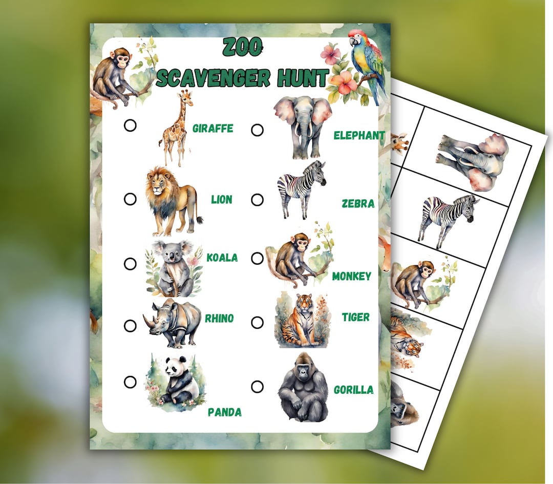 At the Zoo Treasure Hunt, Kids Birthday Party Game, Scavenger Hunt ...