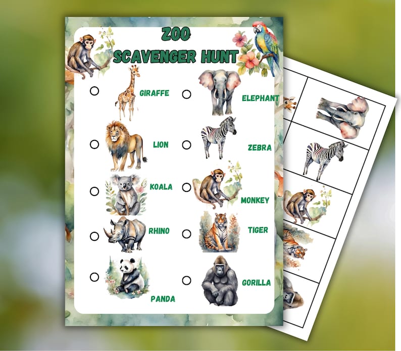 At the Zoo Treasure Hunt, Kids Birthday Party Game, Scavenger Hunt ...