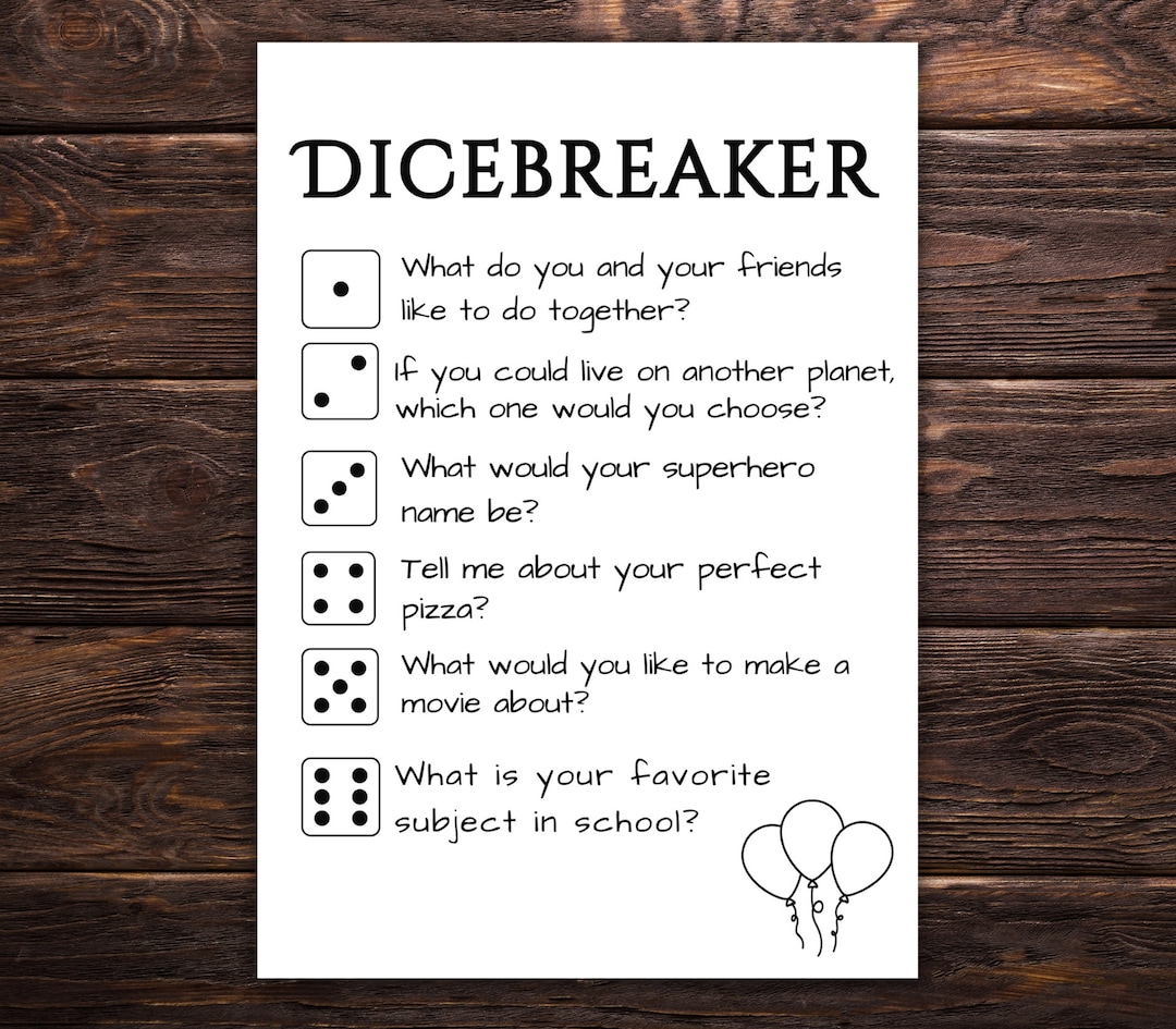 Dicebreaker Roll and Tell Game, Back to School, Icebreaker Activity for ...