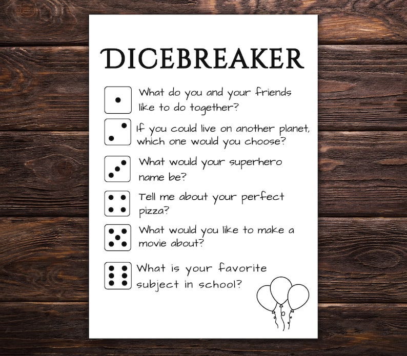 Dicebreaker Roll and Tell Game, Back to School, Icebreaker Activity for ...