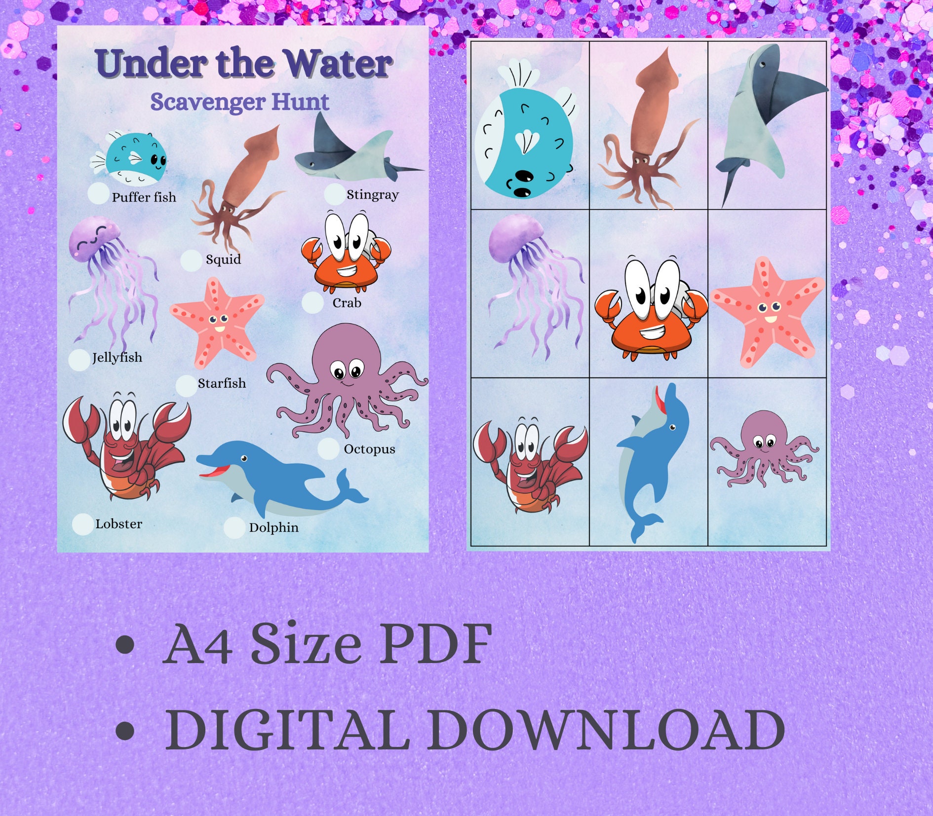 Under the Water Scavenger Hunt Ocean Activity Under the Sea - Etsy