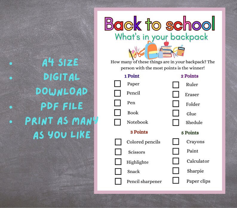 Whats in Your Backpack Back to School Games Classroom Games School ...