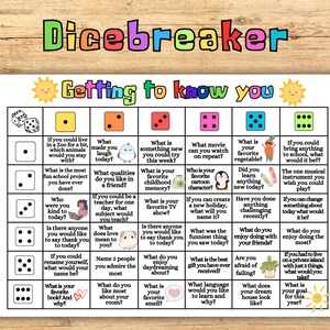 Dicebreaker Roll and Share Game, Back to School, Icebreaker Activity ...