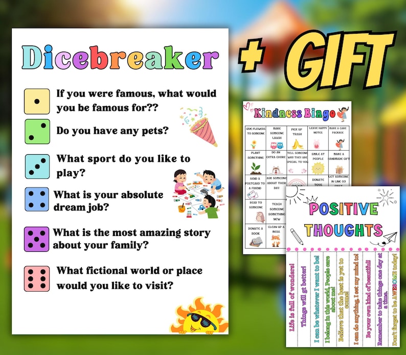 Kids Dicebreaker, Roll and Tell Game, Back to School Game, Icebreaker ...