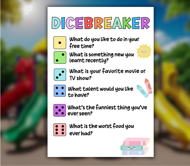 Kids Roll and Share Game, Dicebreaker Roll and Tell Game, Back to ...