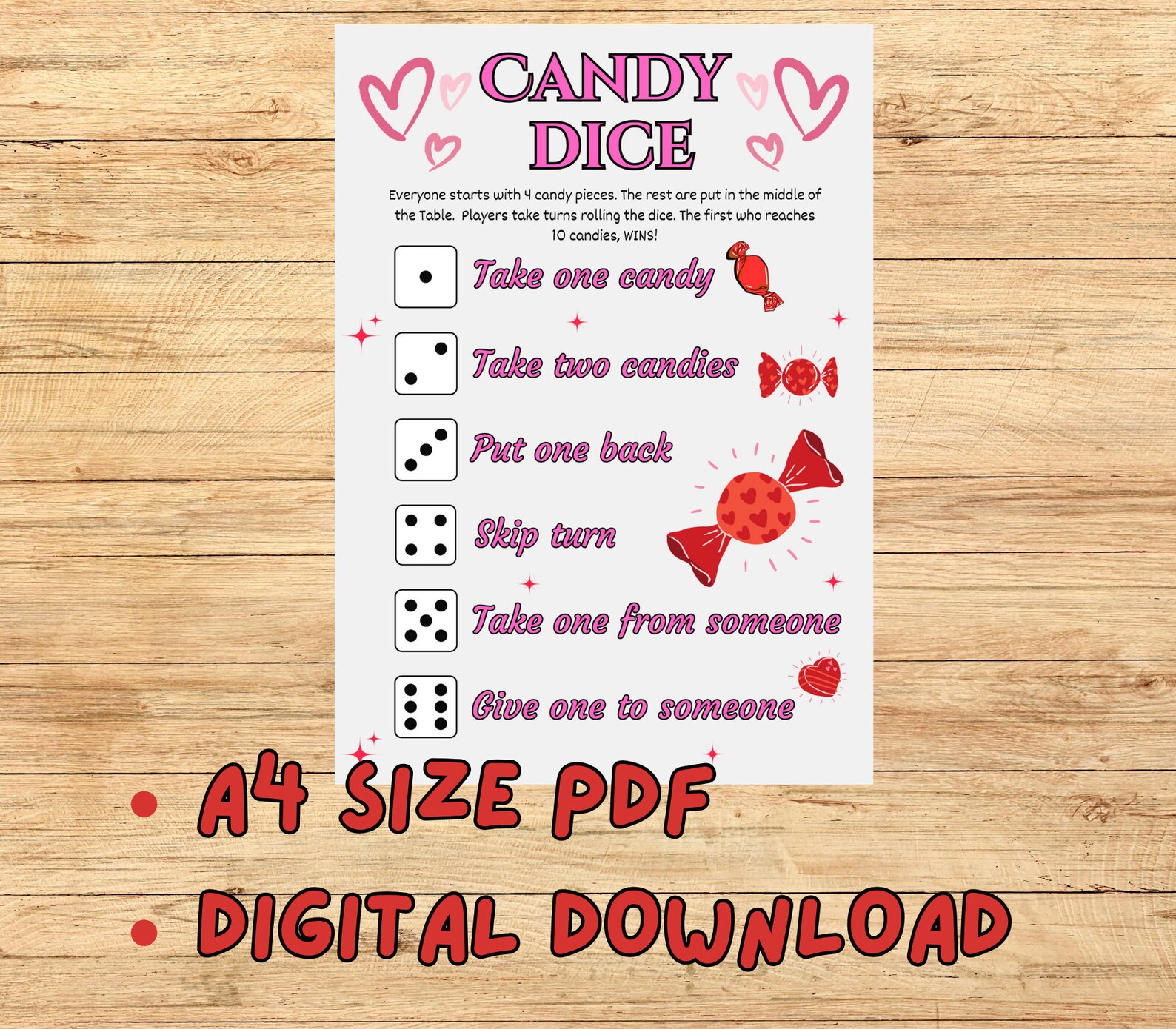 Valentine Day Candy Dice Game, Valentine Activity, Galentine Party Game ...