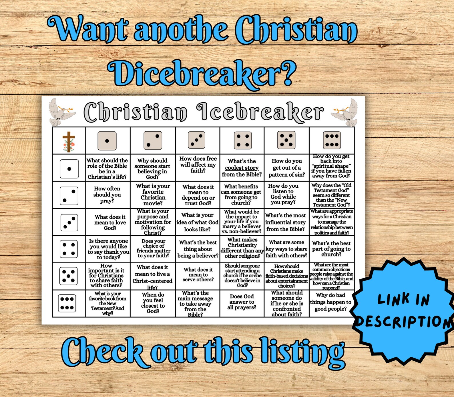 Dicebreaker Roll and Tell Game, Christian Icebreaker Activity for All ...