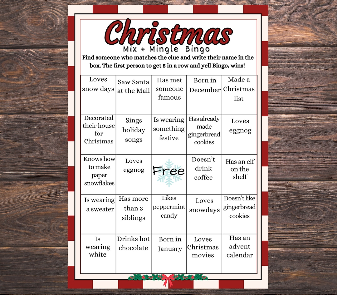Christmas Mix & Mingle Bingo Game, Fall Find the Guest Bingo Game, Cute ...