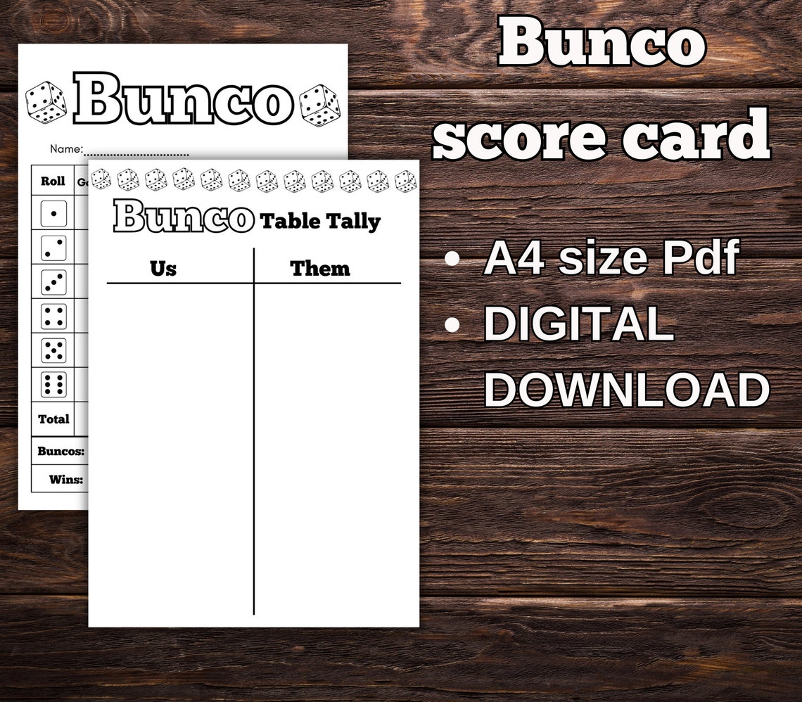 Bunco Score Card, Bunco Scoresheet, Bunco Score Pads, Roll the Dice ...