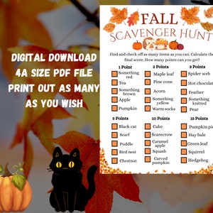Autumn Scavenger Hunt Game, Printable Fall Party Game, Autumn Activity ...