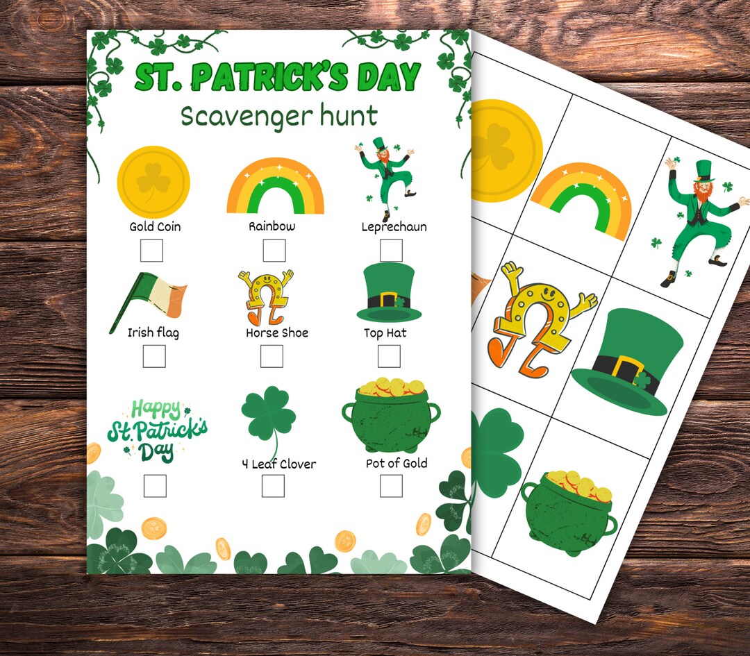 St. Patrick's Day Scavenger Hunt With Picture Cards to Hide, Saint ...