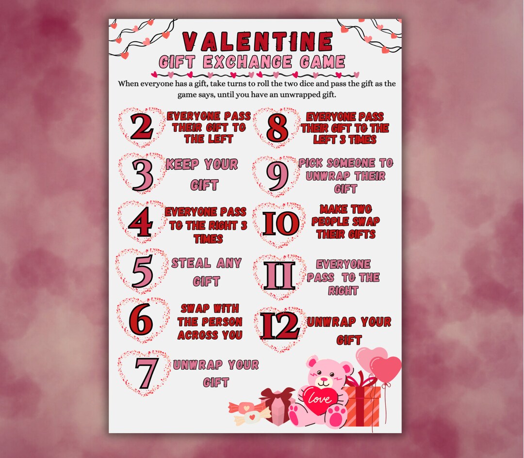 Valentine Gift Exchange Dice Game, Roll the Dice Galentine Gift ...