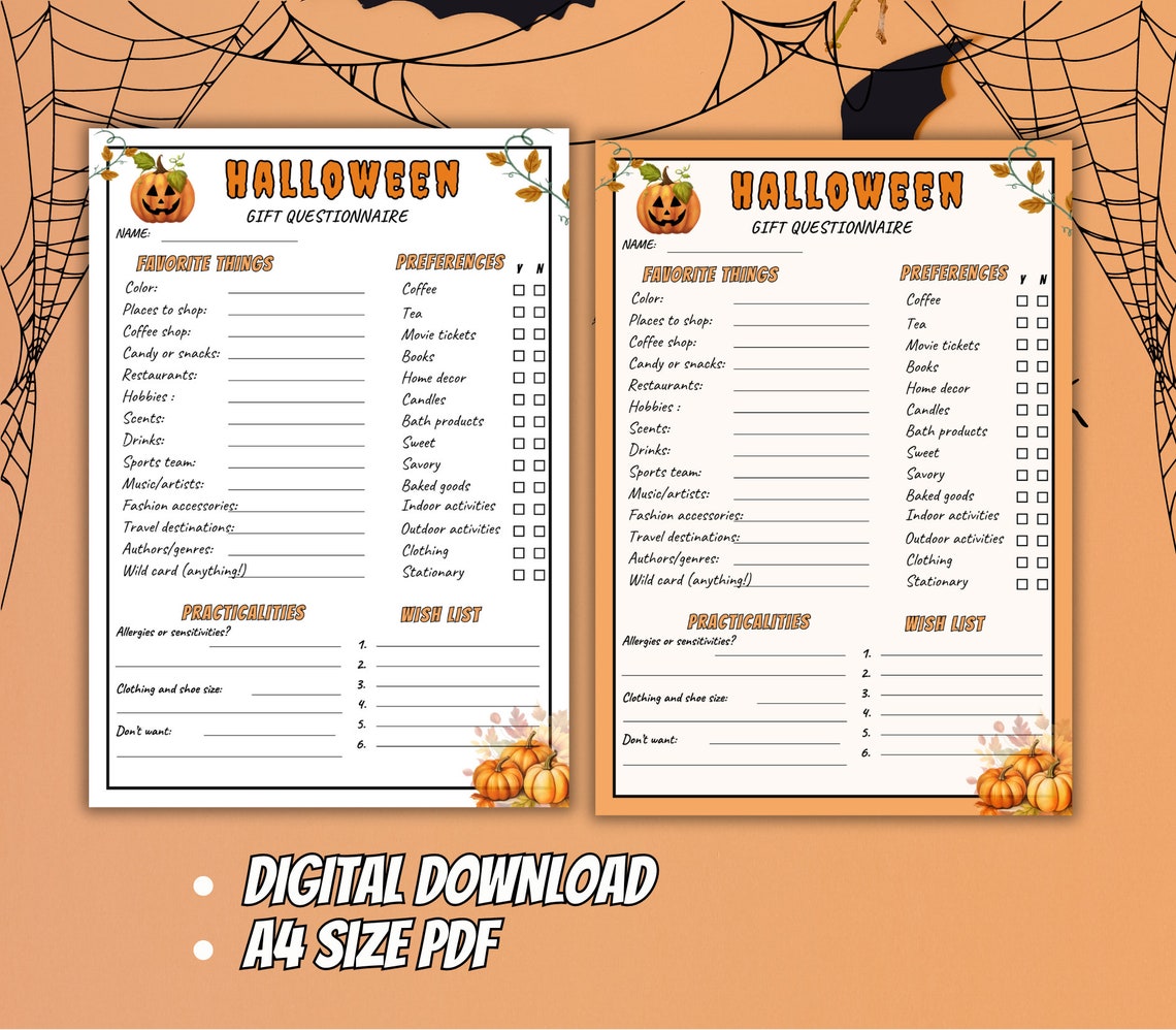 Secret Halloween Questionnaire, Secret Boo Buddy Survey, Gift Exchange ...