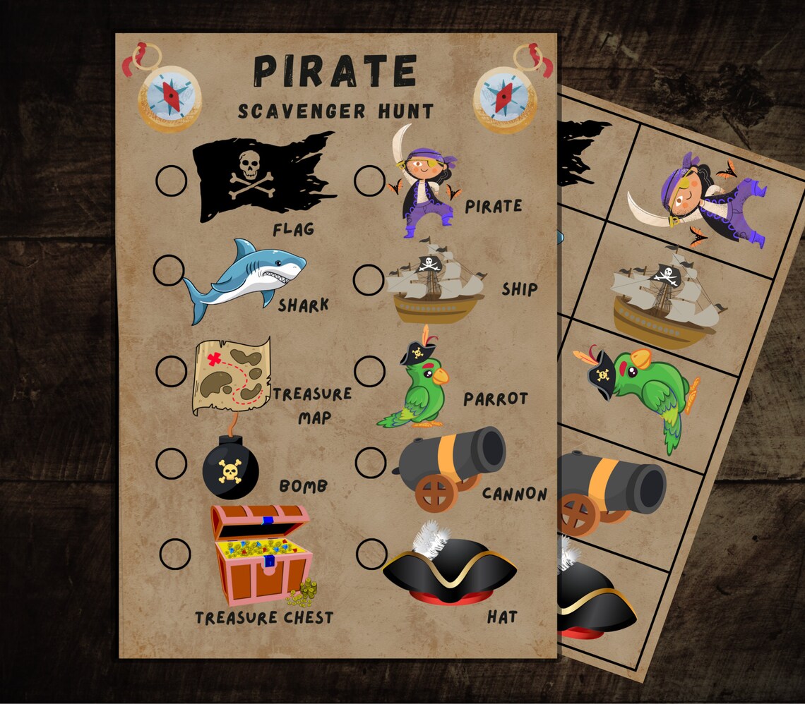 Pirate Themed Scavenger Hunt, Child / Kids Birthday Party Games, Pirate ...