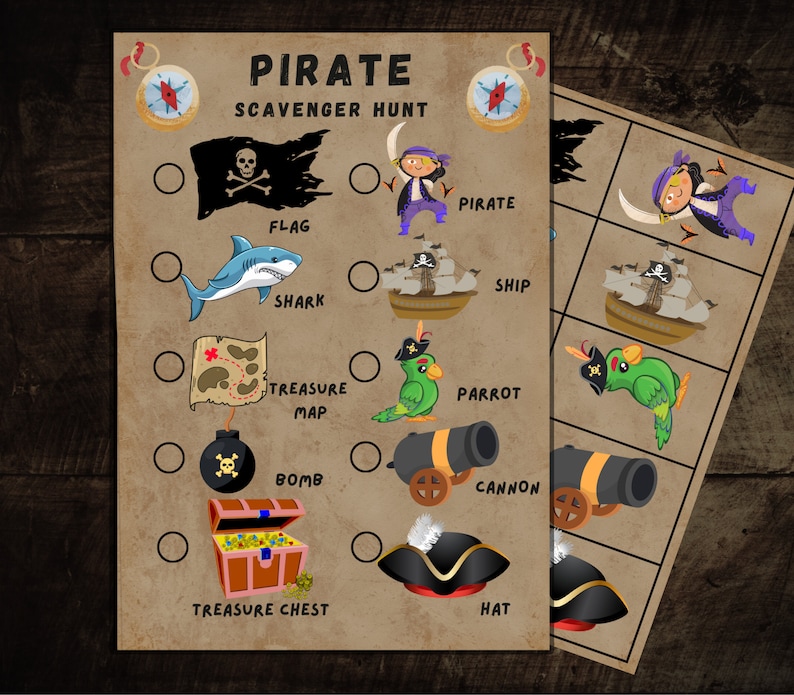 Pirate Themed Scavenger Hunt, Child / Kids Birthday Party Games, Pirate ...