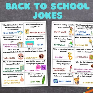 Back to School Jokes for Kids, Printable Back to School Lunchbox Notes ...