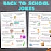 Back to School Jokes for Kids, Printable Back to School Lunchbox Notes ...