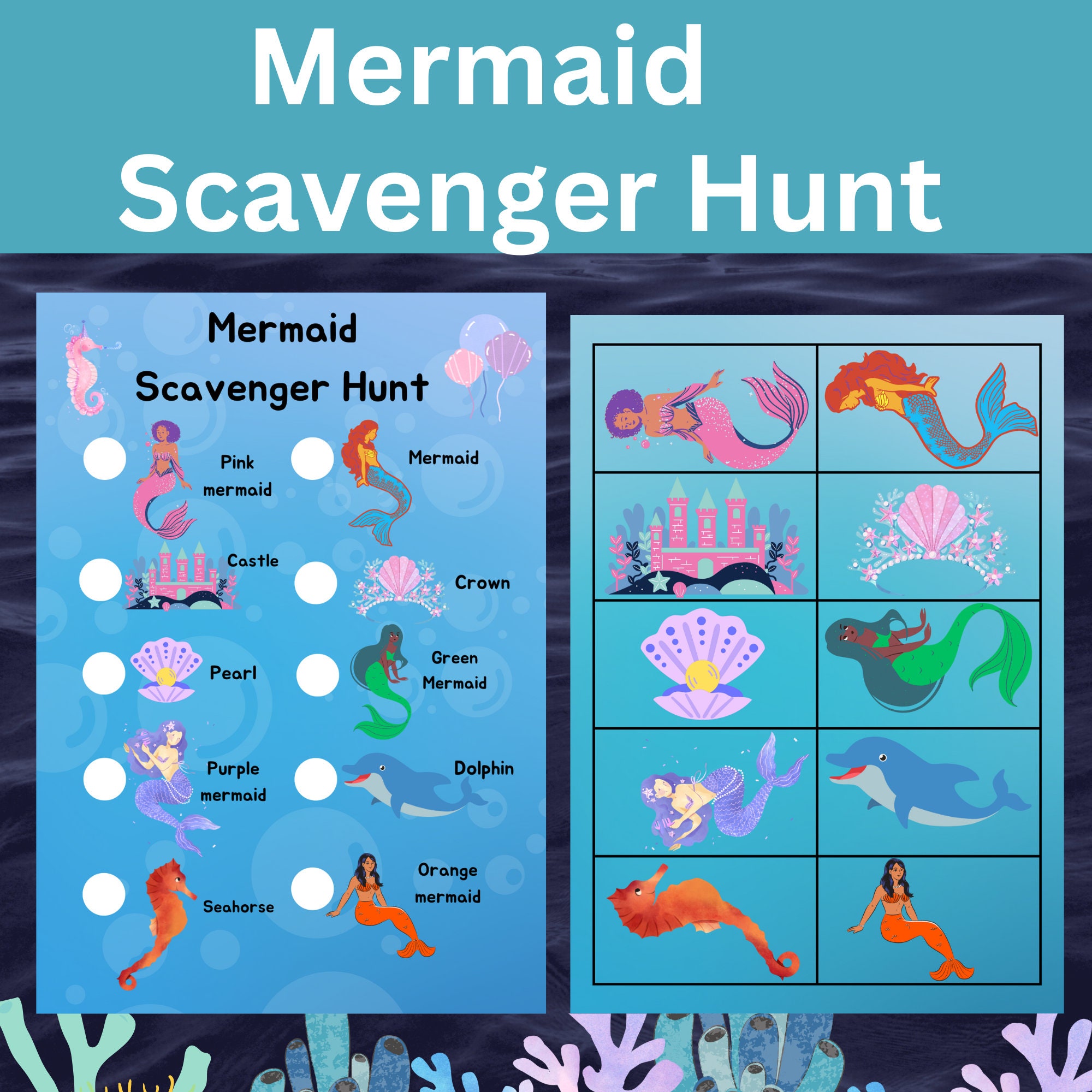 Mermaid Themed Treasure Hunt Child / Kids Birthday Party - Etsy