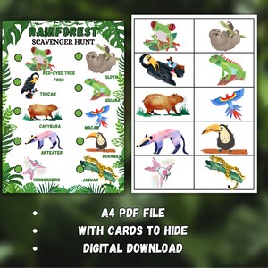 Jungle Scavenger Hunt, Rainforest Scavenger Hunt, Kids Birthday Party ...