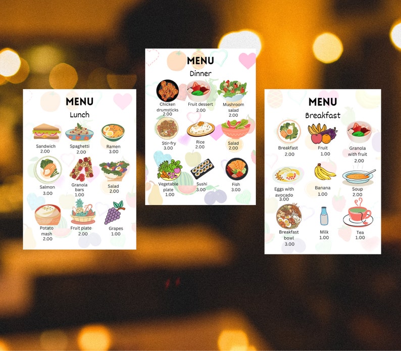 Pretend Play Restaurant Menu Bundle, Kids Kitchen Play Menus, Preschool ...