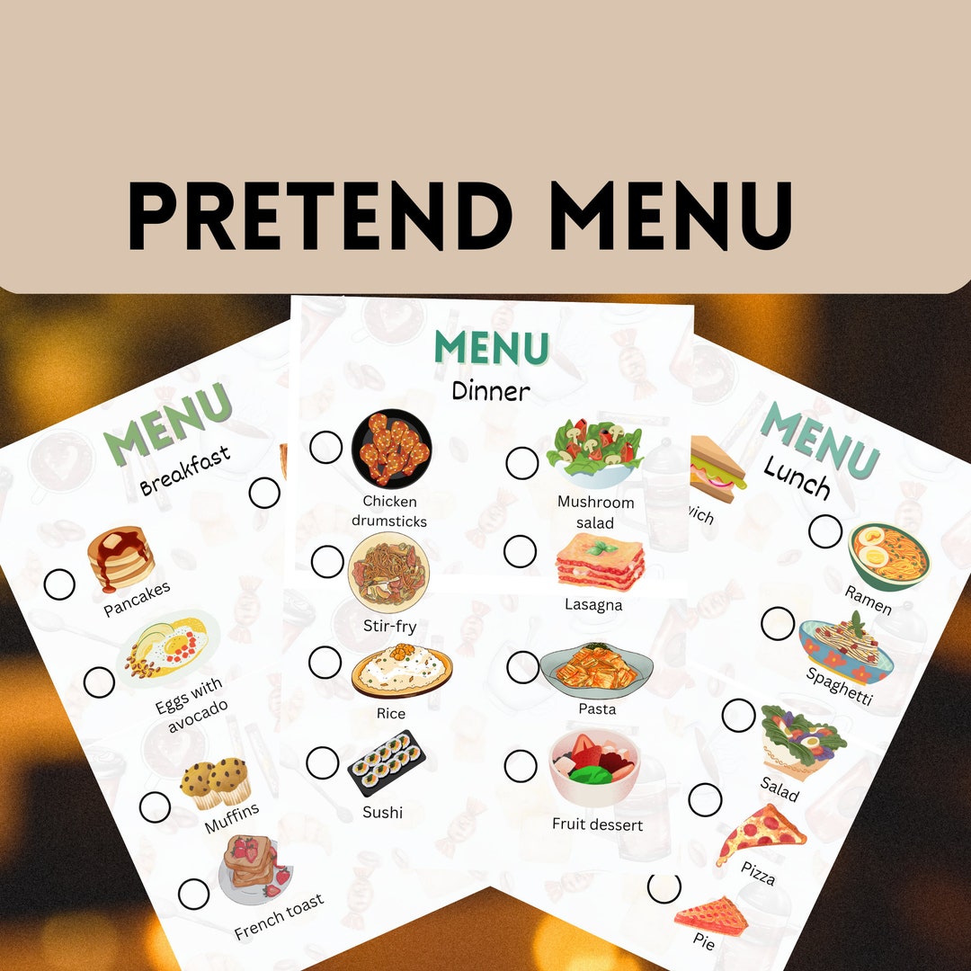 Pretend Play Restaurant Menu Kids Kitchen Play Menus - Etsy