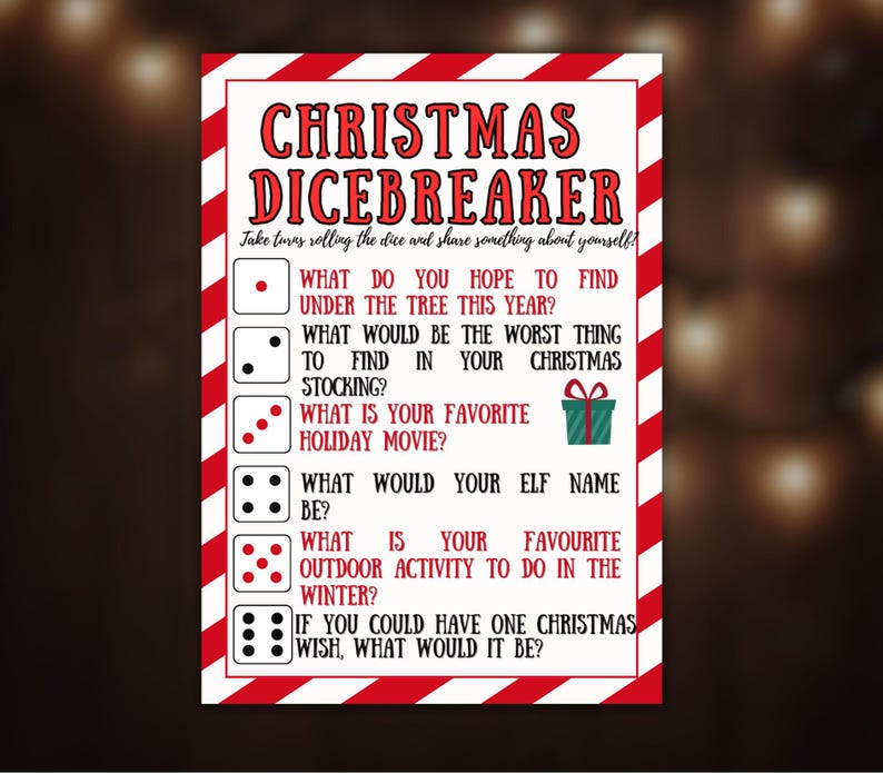 Christmas Dicebreaker, Christmas Icebreaker Game - Etsy