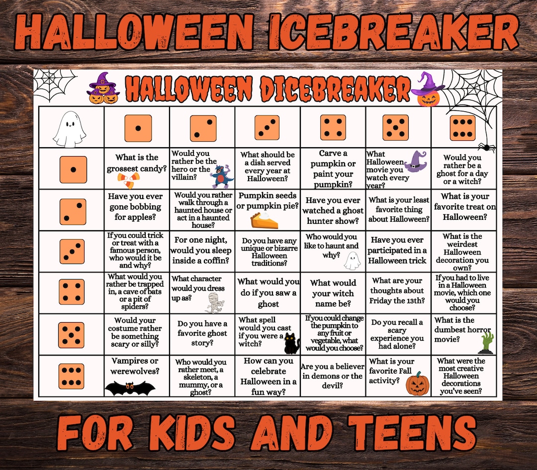 Halloween Icebreaker Game, Icebreaker Activity for Kids, Dice Game ...