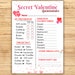 Secret Valentine Survey Questionnaire, Valentine's Day Gift Exchange ...