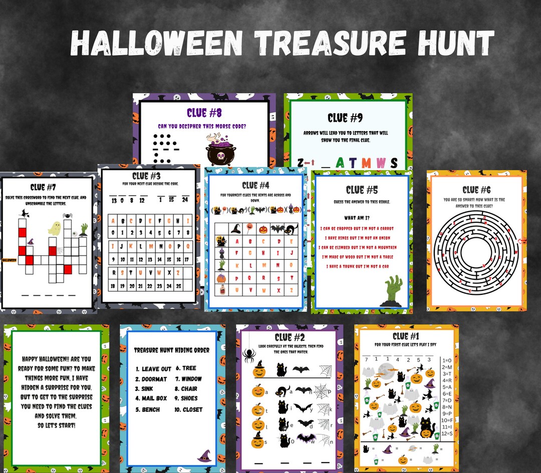Halloween Treasure Hunt, Scavenger Hunt, Printable Halloween Games ...