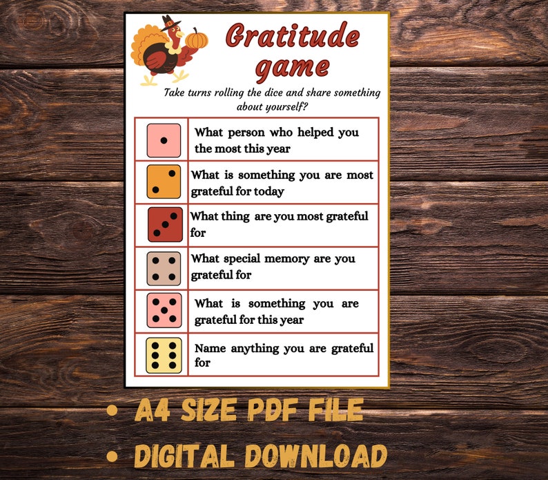 Thanksgiving Gratitude Game, Thanksgiving Party Game, Friendsgiving ...